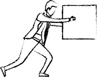 White background with businessman holding a square