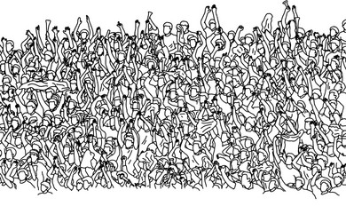 Crowd Cheering Outlines Vector Images (over 350)