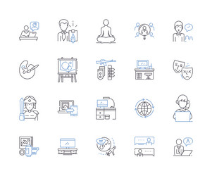Coaching expert outline icons collection Vector Image
