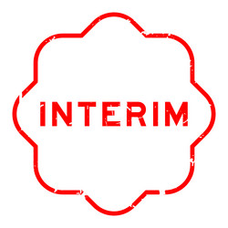 Grunge red interim word round rubber seal stamp Vector Image