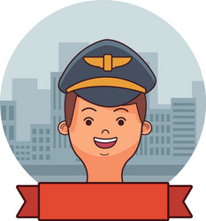 Airplane pilot face cartoon Royalty Free Vector Image