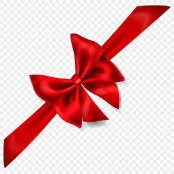 Red bow with diagonally ribbon Royalty Free Vector Image