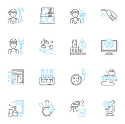 Chemical manufacturing linear icons set synthesis Vector Image