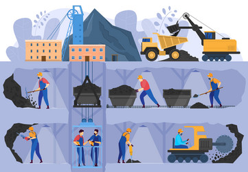 People work in mine industry Royalty Free Vector Image