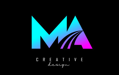 Creative blue letters ma m a logo with leading Vector Image