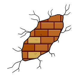 Damaged brick wall broken plaster with cracks Vector Image