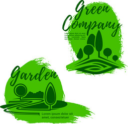 Landscape design studio label set Royalty Free Vector Image