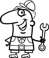 Worker with pick coloring page Royalty Free Vector Image