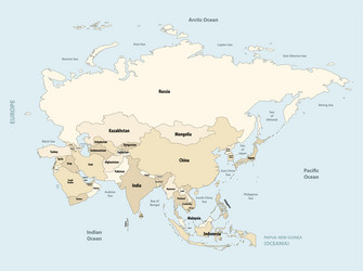 Asia political detailed map Royalty Free Vector Image