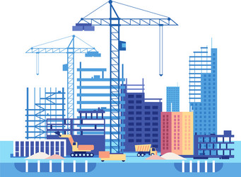 Isometric construction process flowchart Vector Image