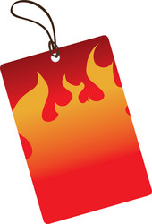 Circular tag with fire flame Royalty Free Vector Image