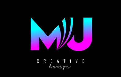 Creative golden letters mu m u logo with leading Vector Image