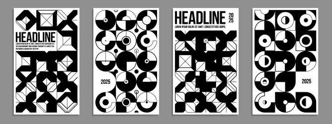 Geometric black and white posters covers Vector Image