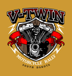 V-twin engine and biker template Royalty Free Vector Image