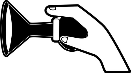 Hand with old air horn Royalty Free Vector Image