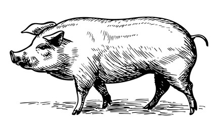 Pig face hand drawn sketch Royalty Free Vector Image