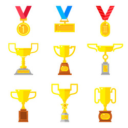 Golden trophies of different shapes Royalty Free Vector