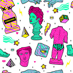 Set seamless patterns in trendy acid Royalty Free Vector