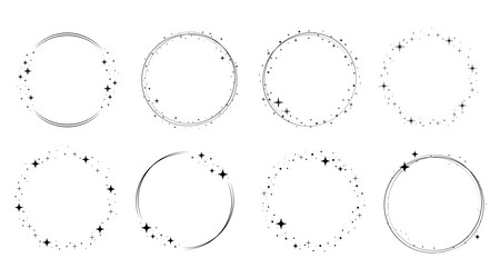 Sparkle star circle frame set wreath ring Vector Image