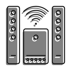 Linear icon home theater with speakers Royalty Free Vector