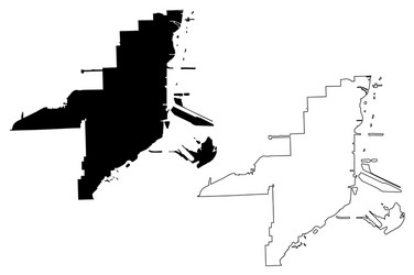 Miami City Outline Map Vector Images (77)