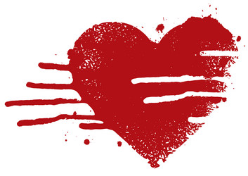 Abstract red heart sign with drops and streaks Vector Image