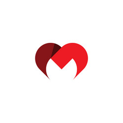 Letter m heart logo icon design initial m love Vector Image