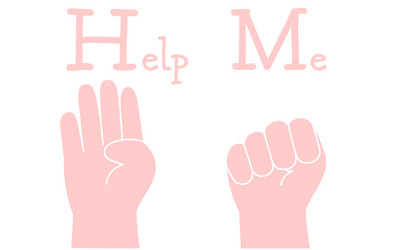 Line drawing of the help me hand sign Royalty Free Vector