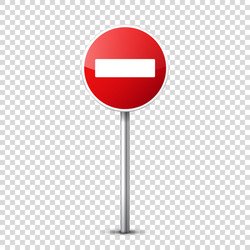 Red traffic sign on transparent background Vector Image