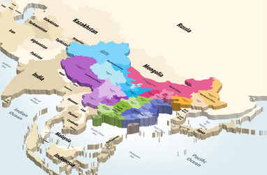 China colored by regions with largest chinese Vector Image