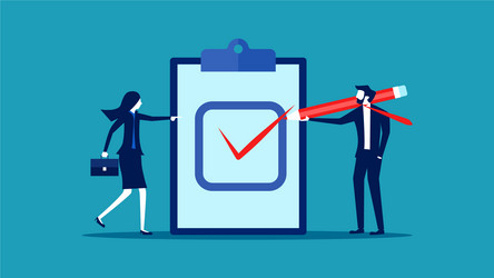 Verification and approval a business woman writes Vector Image