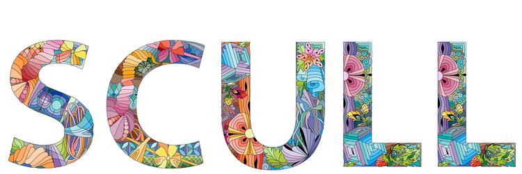 Entangle stylized word scull hand drawn Royalty Free Vector