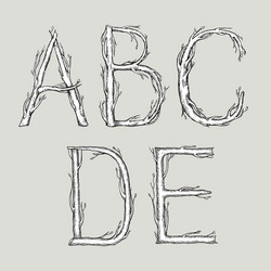 Letter p english alphabet made of tree branches Vector Image