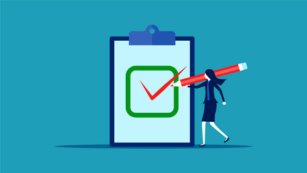 Verification and approval a business woman writes Vector Image