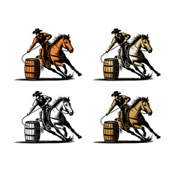 Western cowboy barrel racing competition Vector Image