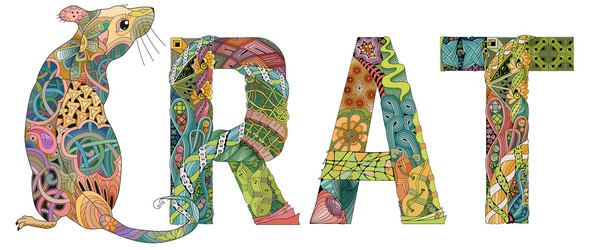 Entangle stylized rat with word hand drawn Vector Image