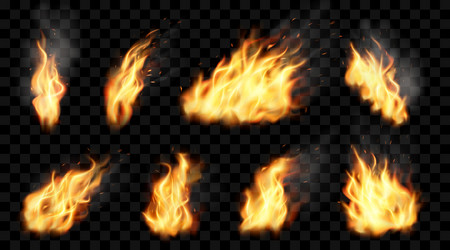 Fire border hot red flame effects yellow Vector Image