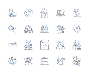 Management department outline icons collection Vector Image