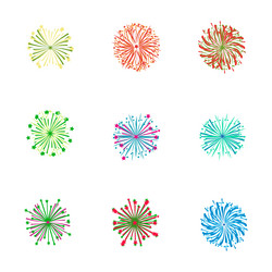 Set of nine fireworks Royalty Free Vector Image