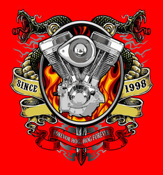 V twin engine art for graphic design needs Vector Image