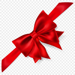 Red bow with diagonally ribbon Royalty Free Vector Image