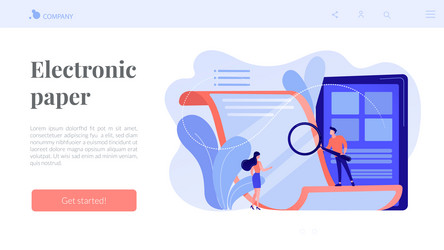 Electronic paper concept landing page Royalty Free Vector