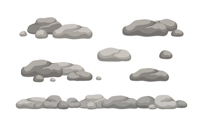 Rock stone cartoon in flat style set of different Vector Image