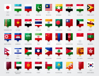 Asian countries flags icons set Royalty Free Vector Image