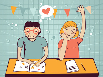 First innocent love crush cartoon Royalty Free Vector Image