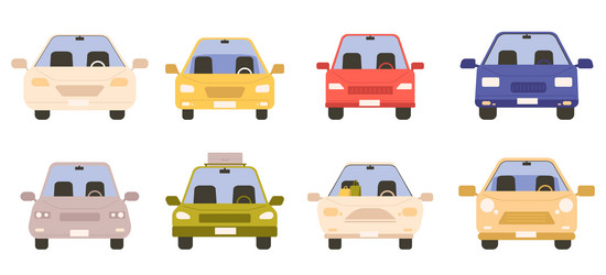 Cars front view icons set isolated electric Vector Image