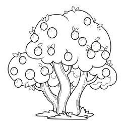 Fruit tree with apples in the crown outlined Vector Image