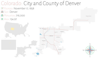 Map city and county denver in colorado Royalty Free Vector
