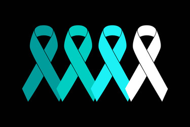 Set of teal ribbons from white to dark Royalty Free Vector