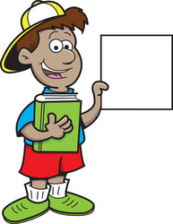 Cartoon book holding a sign Royalty Free Vector Image